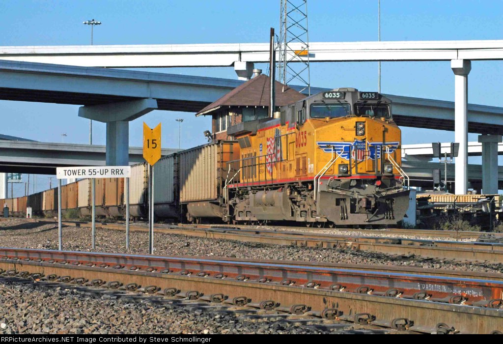 DPU on northbound UP empty coal train at Tower 55